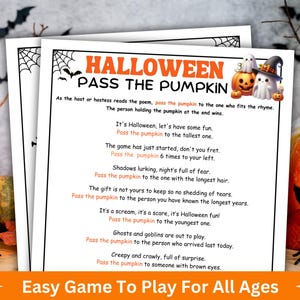 Pass the Pumpkin Halloween Game, Halloween Printable Game, Left Right ...