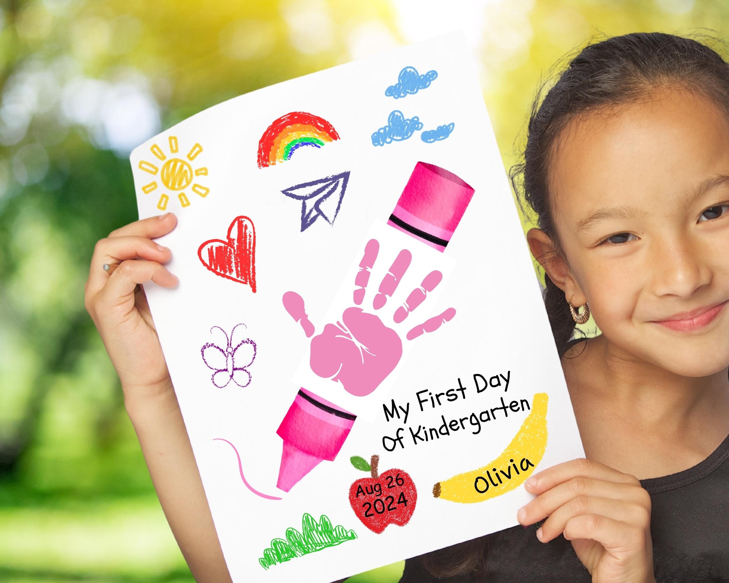 My First Day of Kindergarten Handprint Craft, First Day of School Sign ...