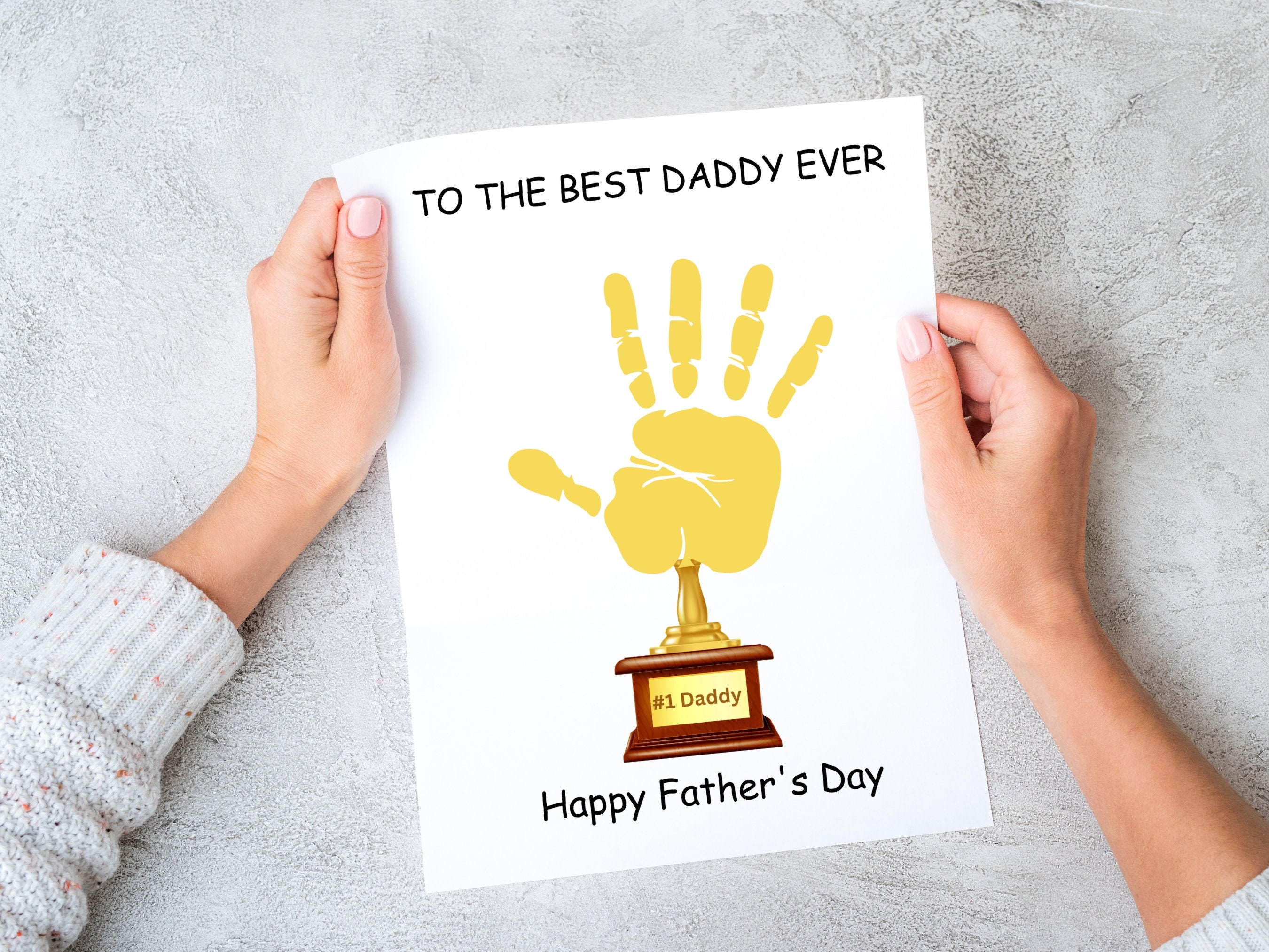 Father's Day Handprint Craft Printable Trophy Fathers Day - Etsy