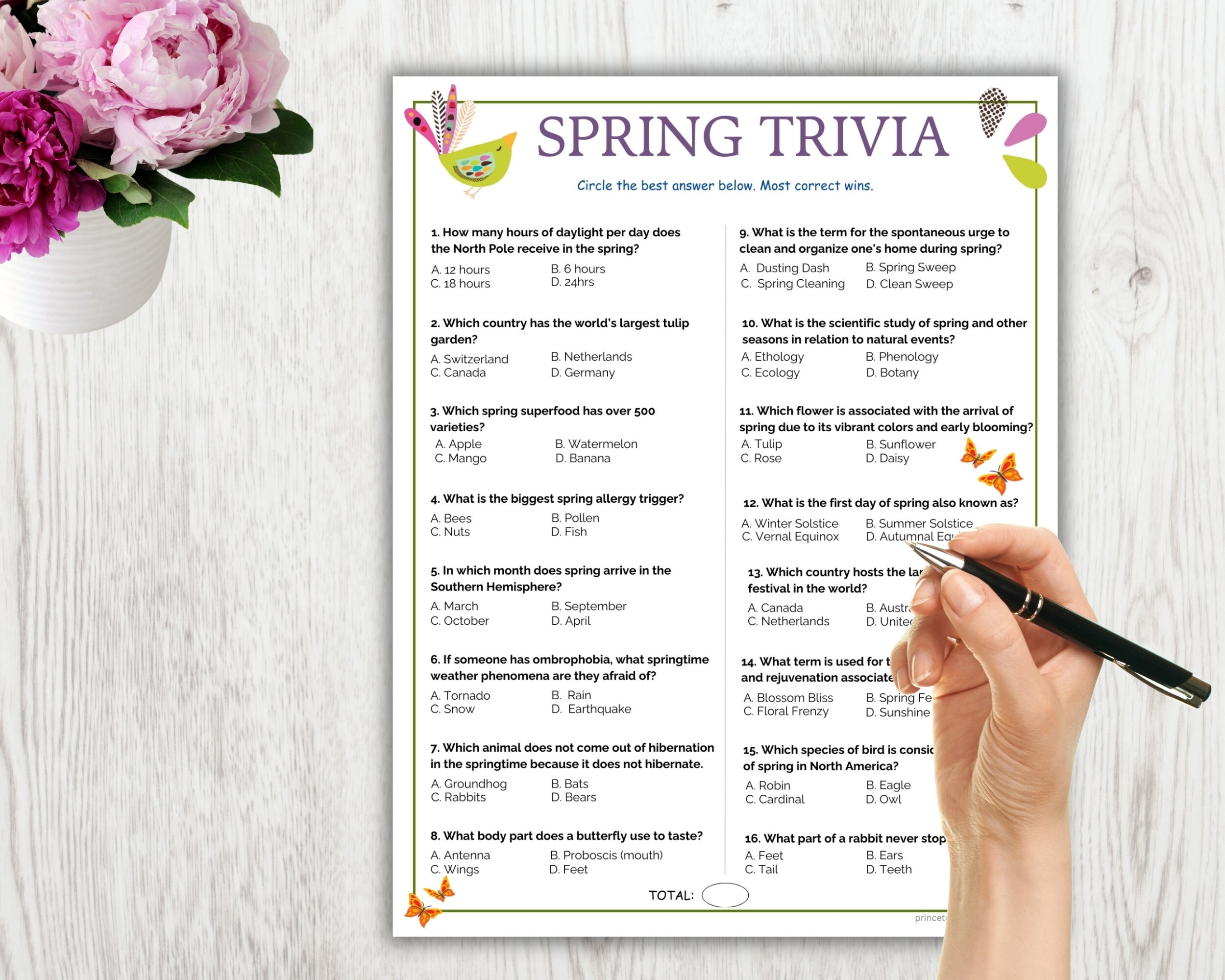 Spring Trivia Game, Printable Spring Game, Spring Party Ideas, Spring ...