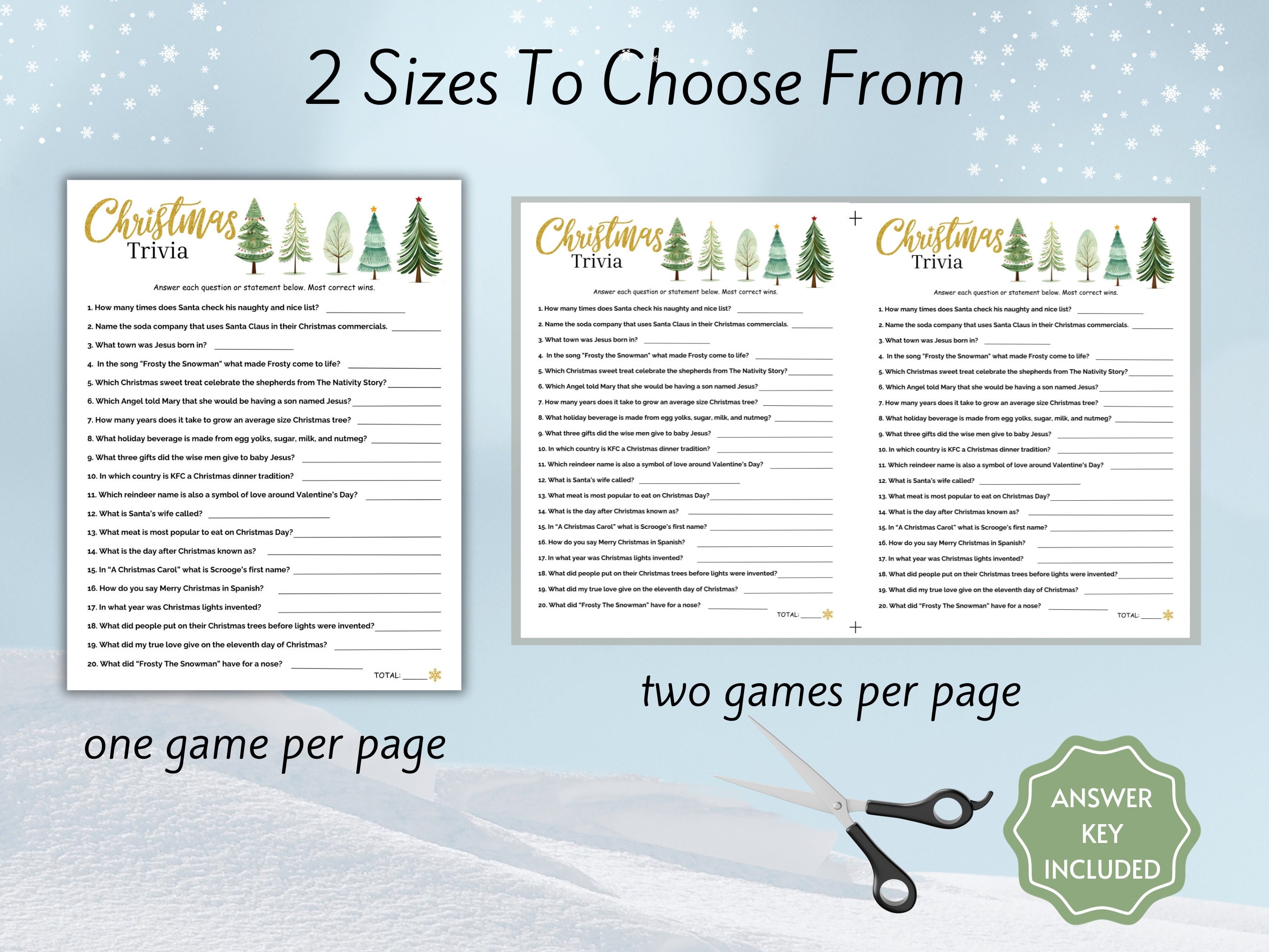 Christmas Trivia Game, Holiday Trivia Game, Printable Christmas Game ...