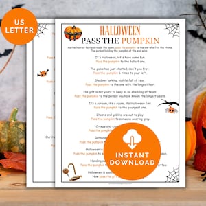 Pass the Pumpkin Halloween Printable Game, Fun Halloween Party Activity ...