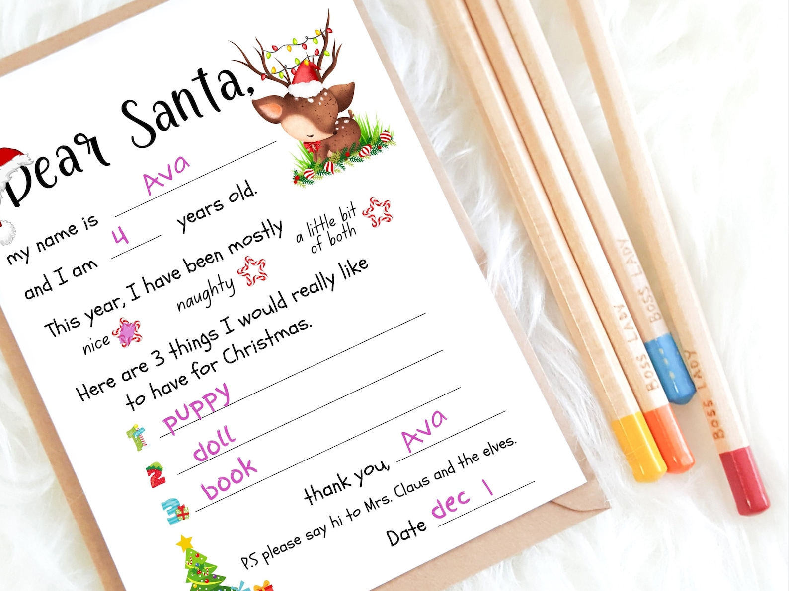 Dear Santa Letter, Letter to Santa Printable, Kids Letter to Santa ...