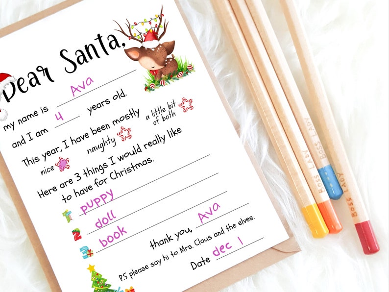 Dear Santa Letter, Letter to Santa Printable, Kids Letter to Santa ...