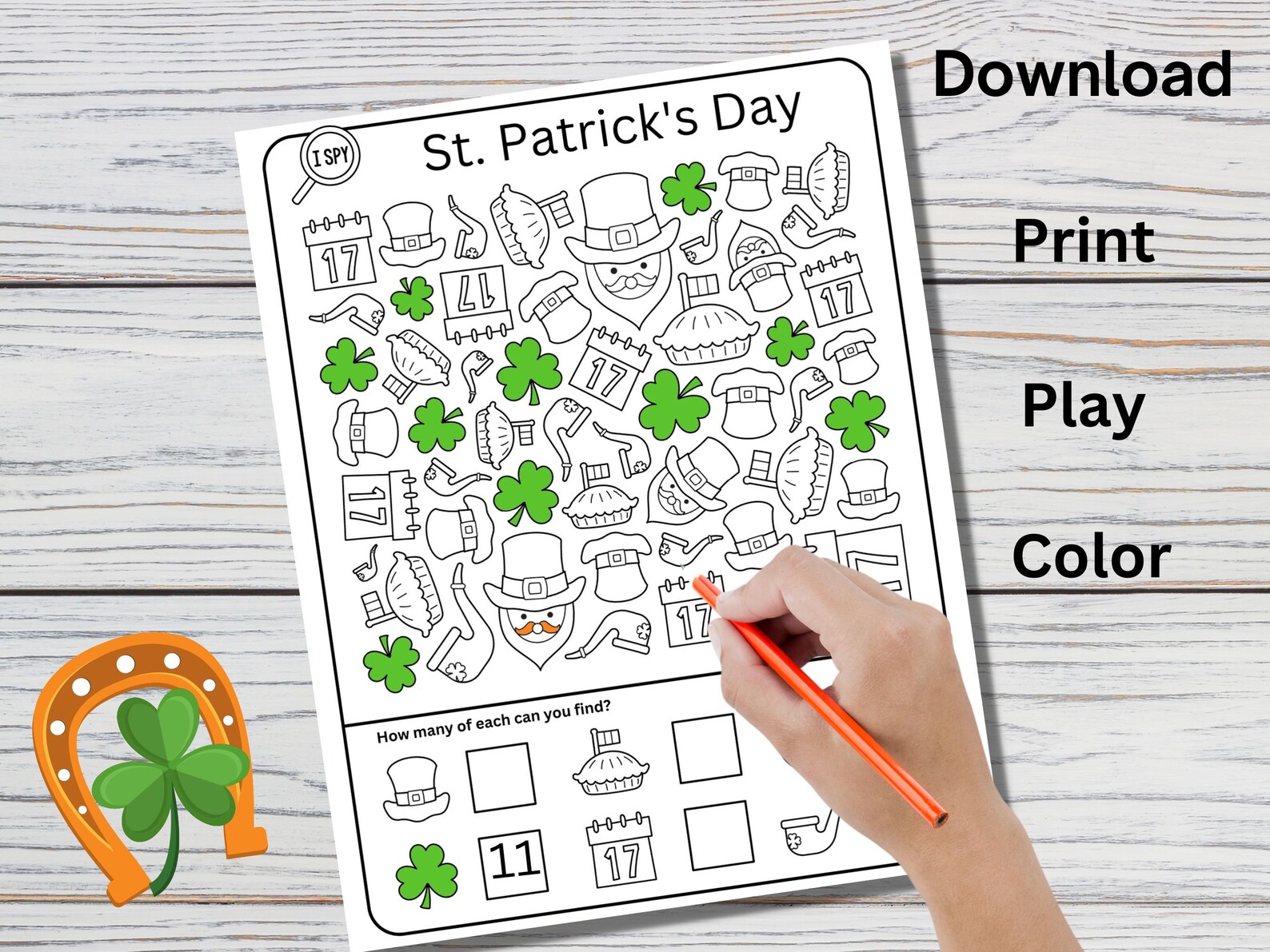 St. Patrick's Day I Spy Printable Game for Kids St. Patrick's Day ...