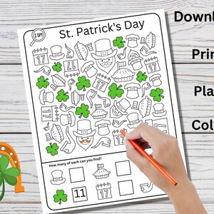 St. Patrick's Day I Spy Printable Game for Kids St. Patrick's Day ...