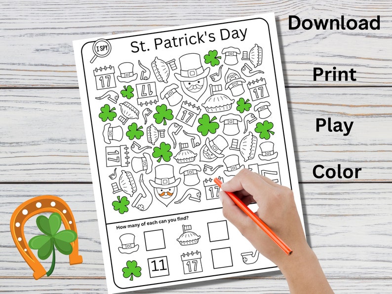 St. Patrick's Day I Spy Printable Game for Kids St. Patrick's Day ...