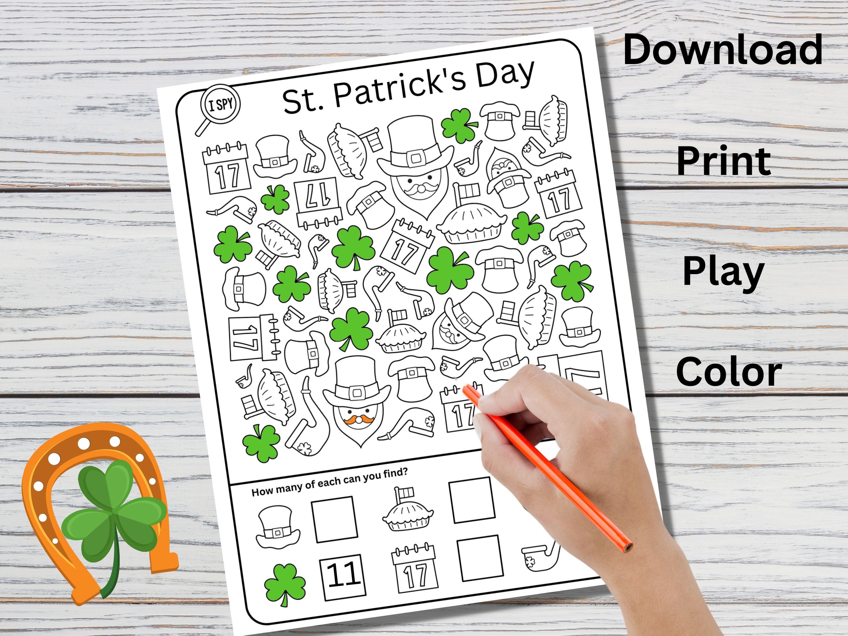 St. Patrick's Day I Spy Printable Game for Kids St. Patrick's Day ...