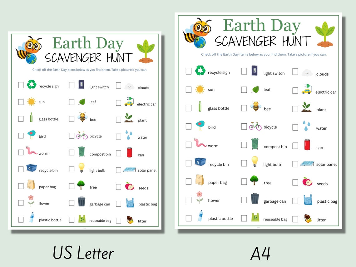 Earth Day Scavenger Hunt, Earth Day Printable Activities, Environmental ...
