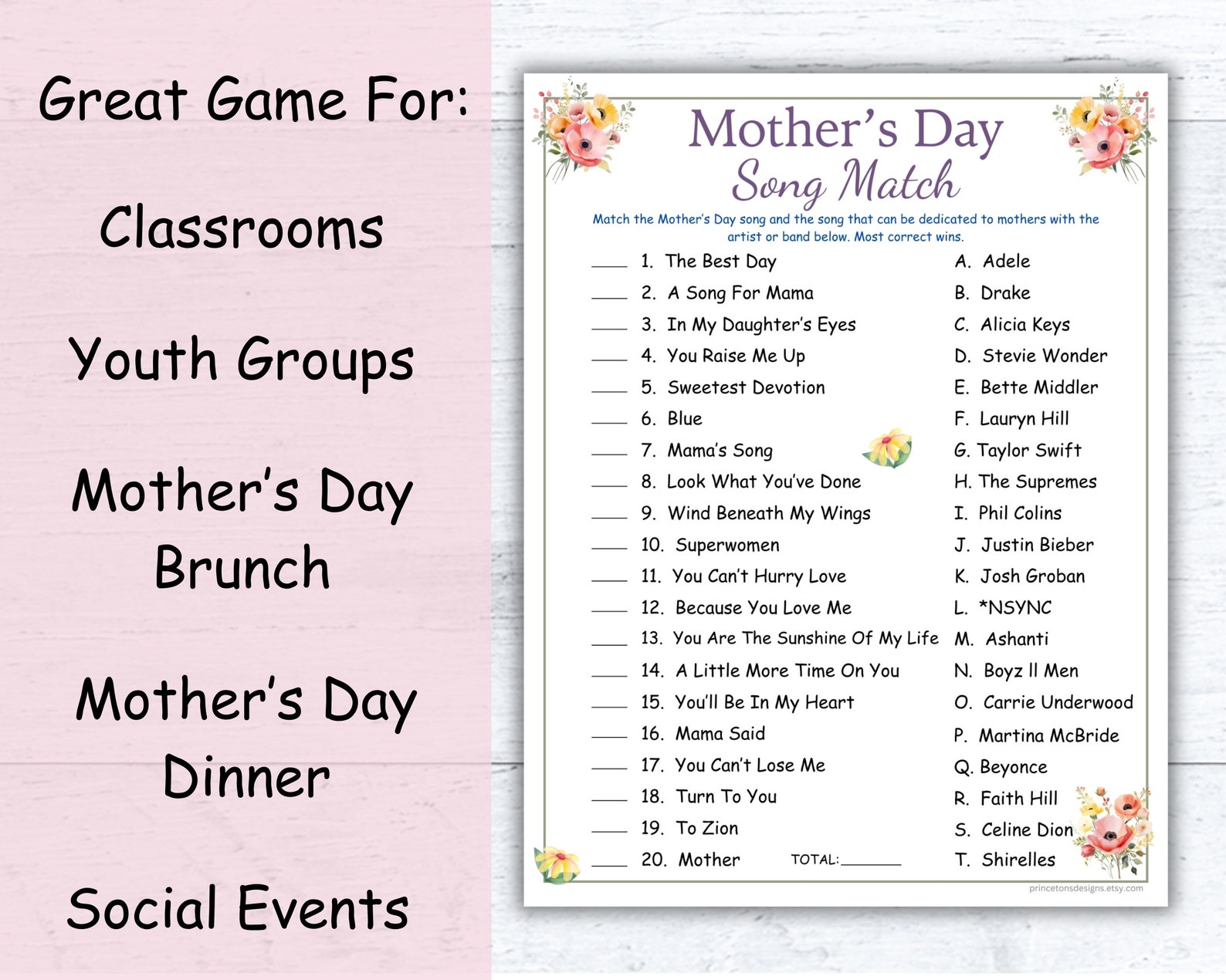 Mothers Day Activity, Mothers Day Song Match, Mothers Day Music Trivia ...
