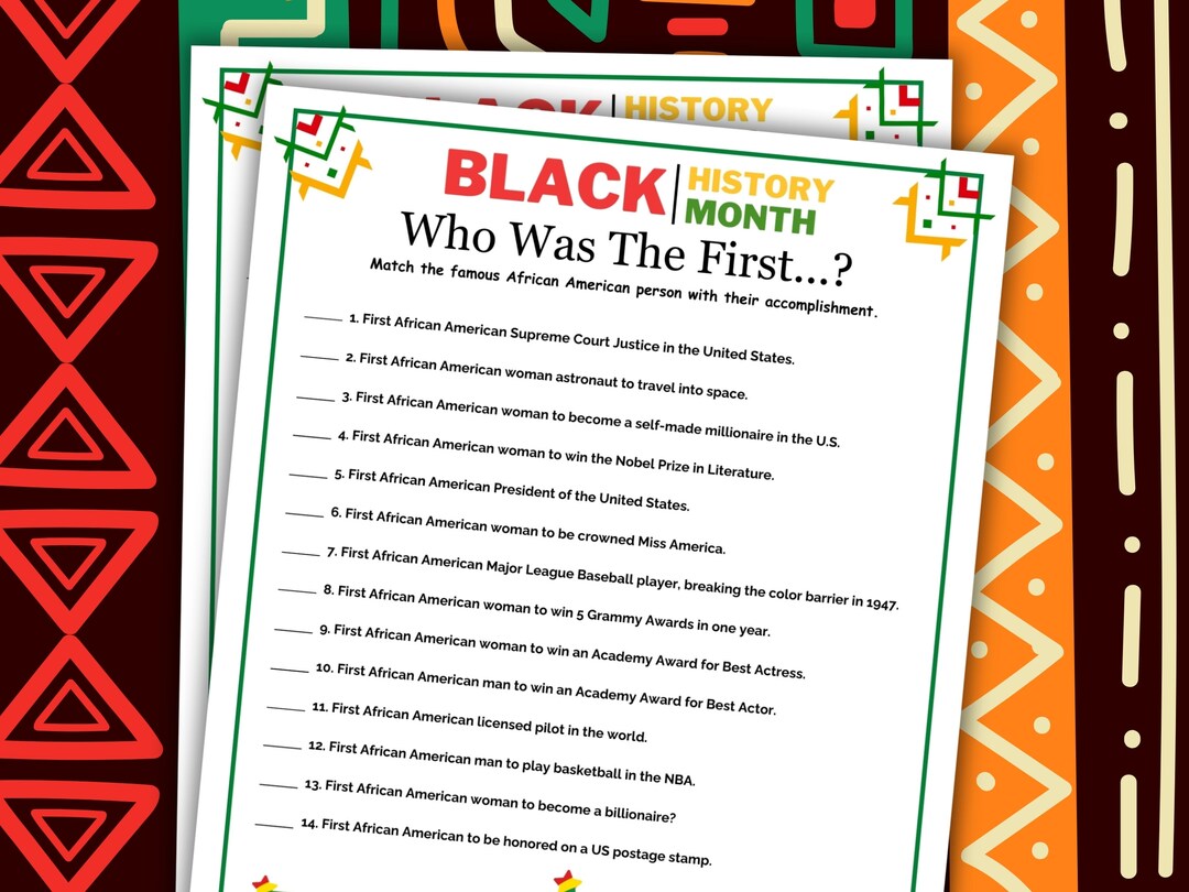 Black History Game, Black History Month Trivia, Famous African American ...