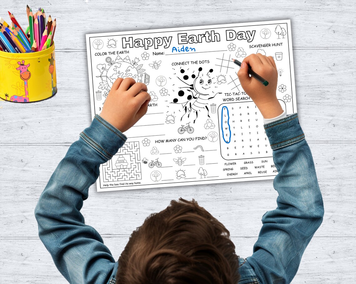 Earth Day Printable, Earth Day Activity Placemat, Earth Day Activities ...