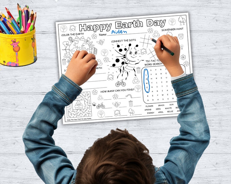 Earth Day Printable, Earth Day Activity Placemat, Earth Day Activities ...