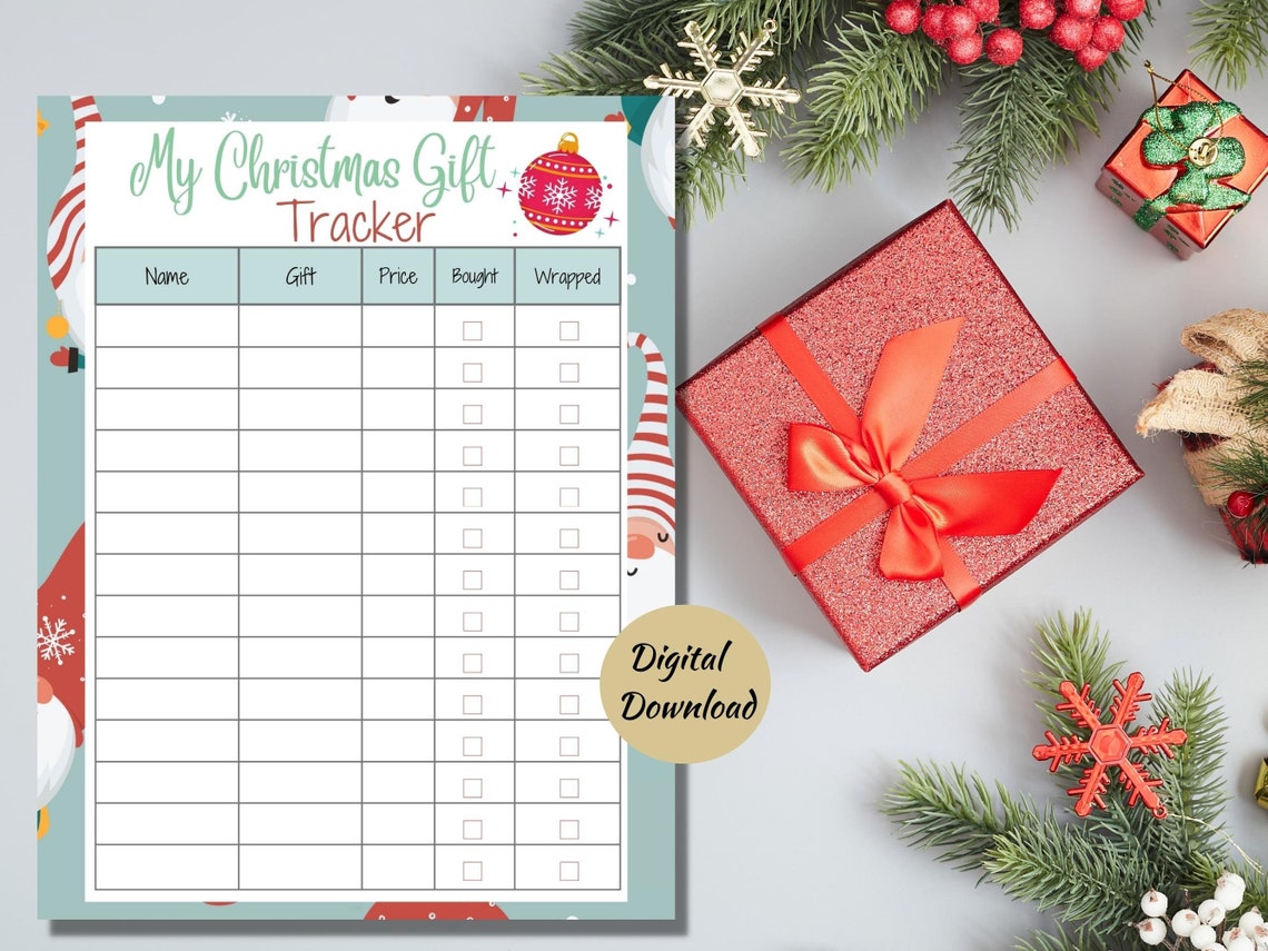 Christmas Gift Tracker Printable Christmas Gift List Printable Holiday ...