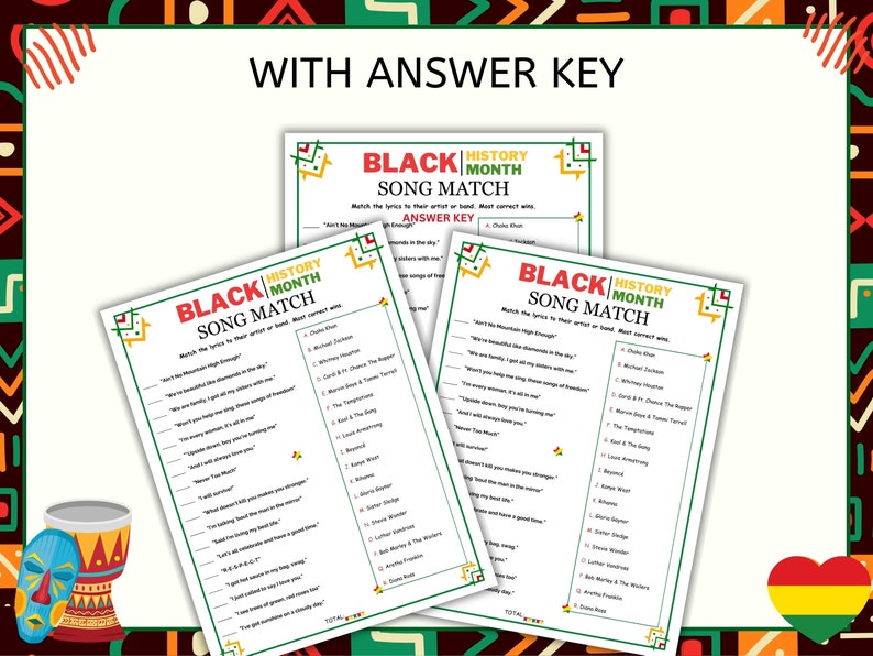 Black History Month Music Trivia Game, Black History Trivia, Black ...