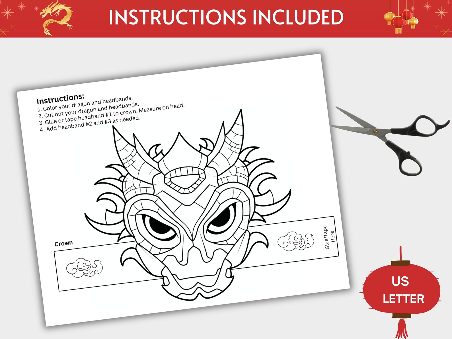 Year of the Dragon Paper Crowns, Year of the Dragon 2024, Lunar New ...