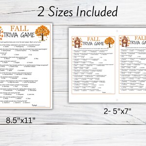 Fall Trivia Game, Printable Fall Game, Printable Autumn Game, Family ...
