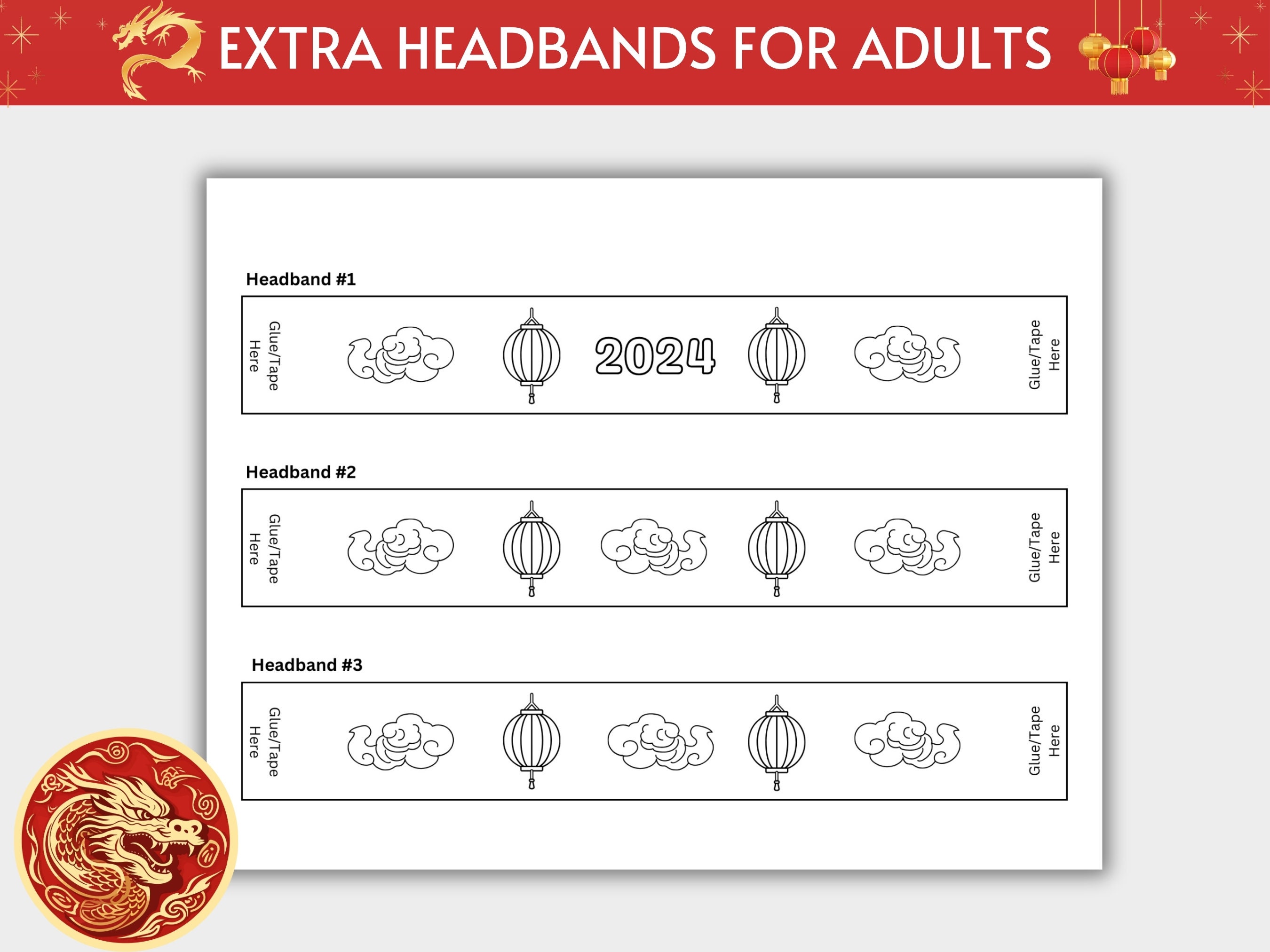 Year of the Dragon Paper Crown Craft Bundle, Lunar New Year 2024 ...