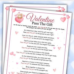Valentine's Day Game Printable, Valentine Pass the Gift Game, Pass the ...