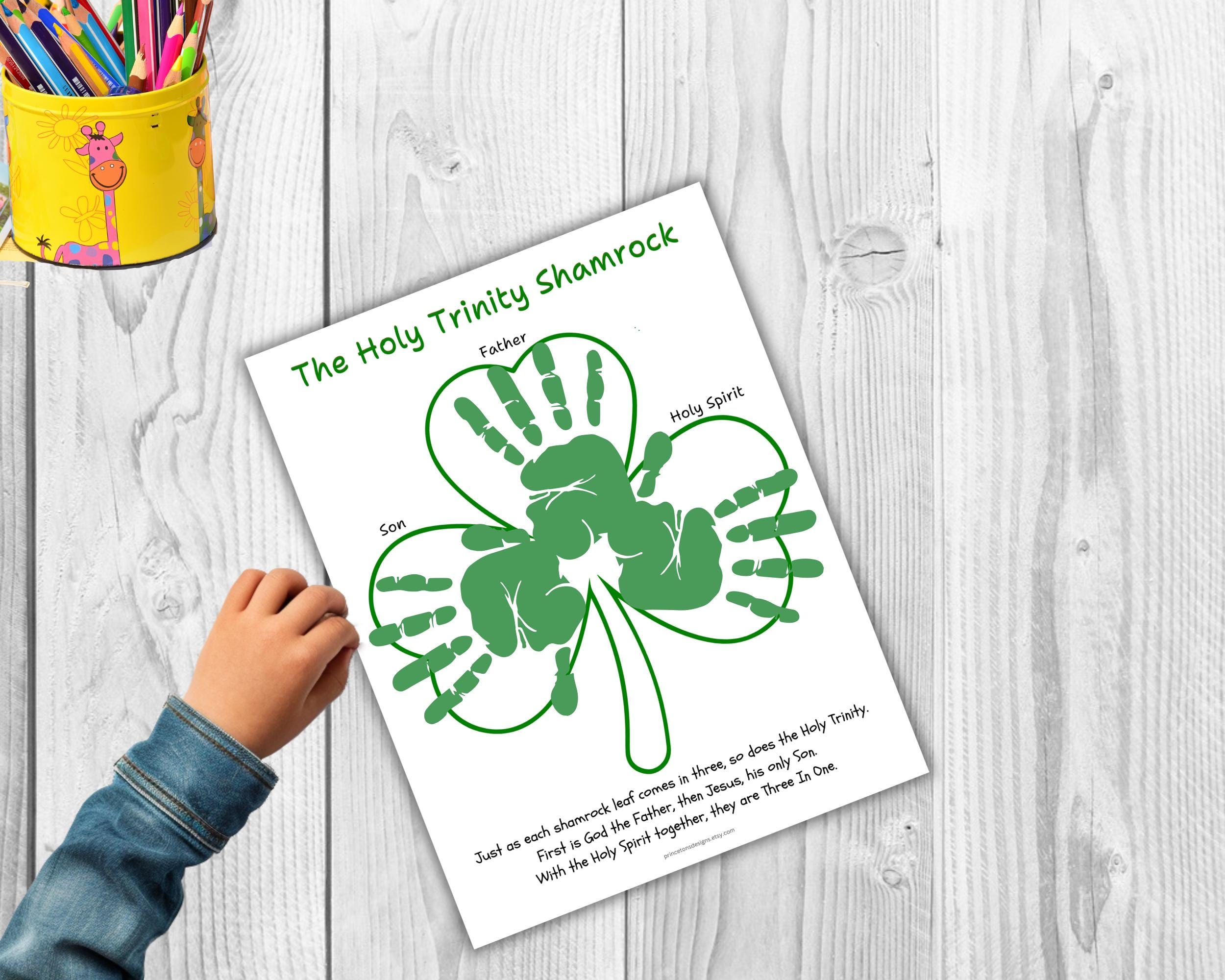 St. Patrick's Day Handprint Art, Christian St Patricks Day Craft, Holy ...