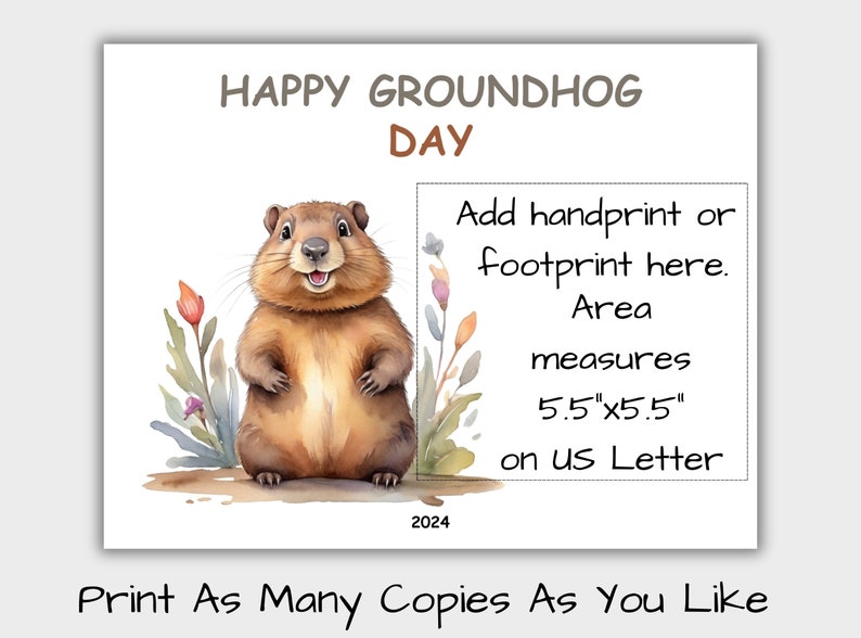 Groundhog Day Handprint Art Craft, Footprint Art, Handprint Footprint ...