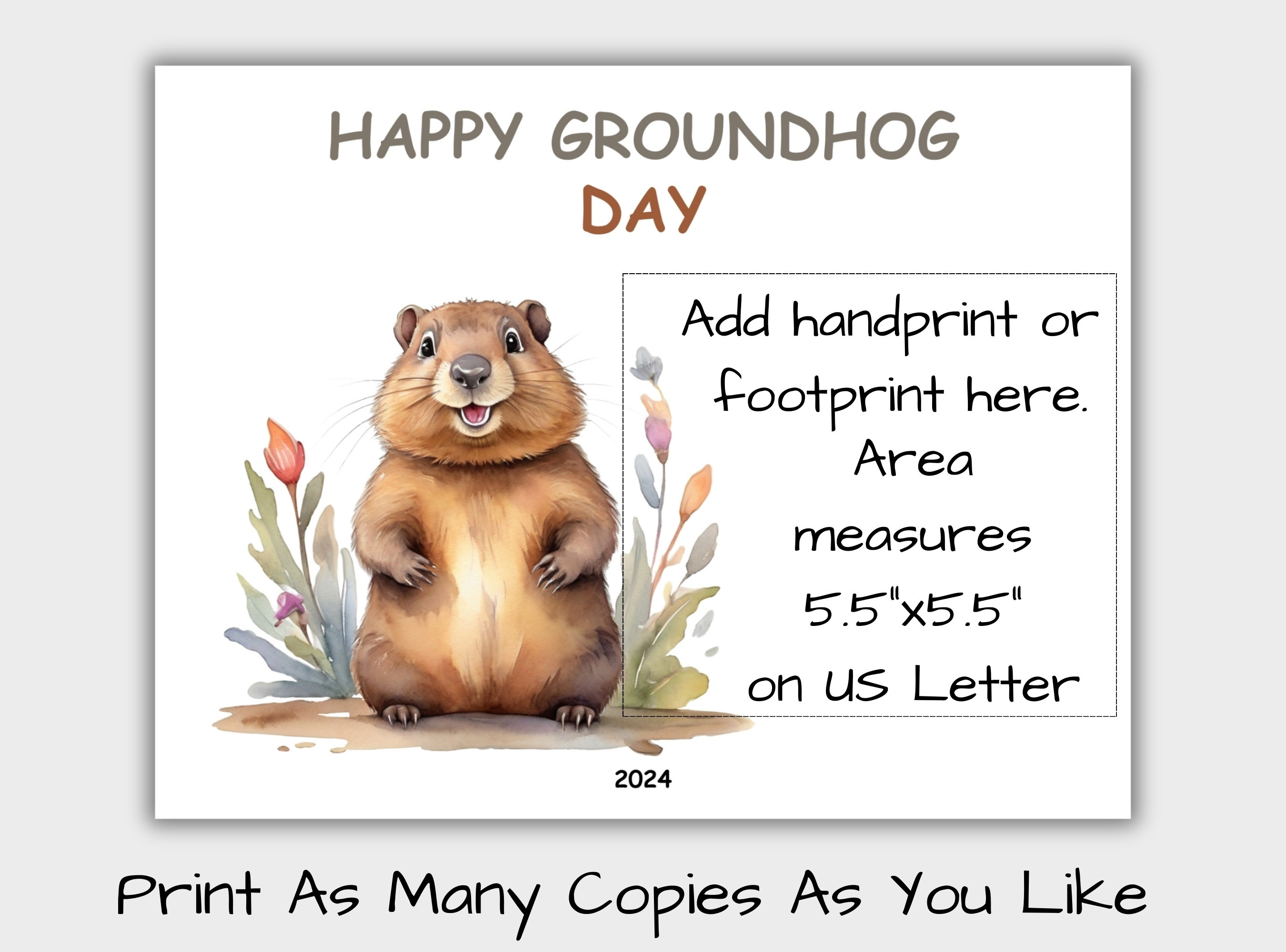 Groundhog Day Handprint Art Craft, Footprint Art, Handprint Footprint ...
