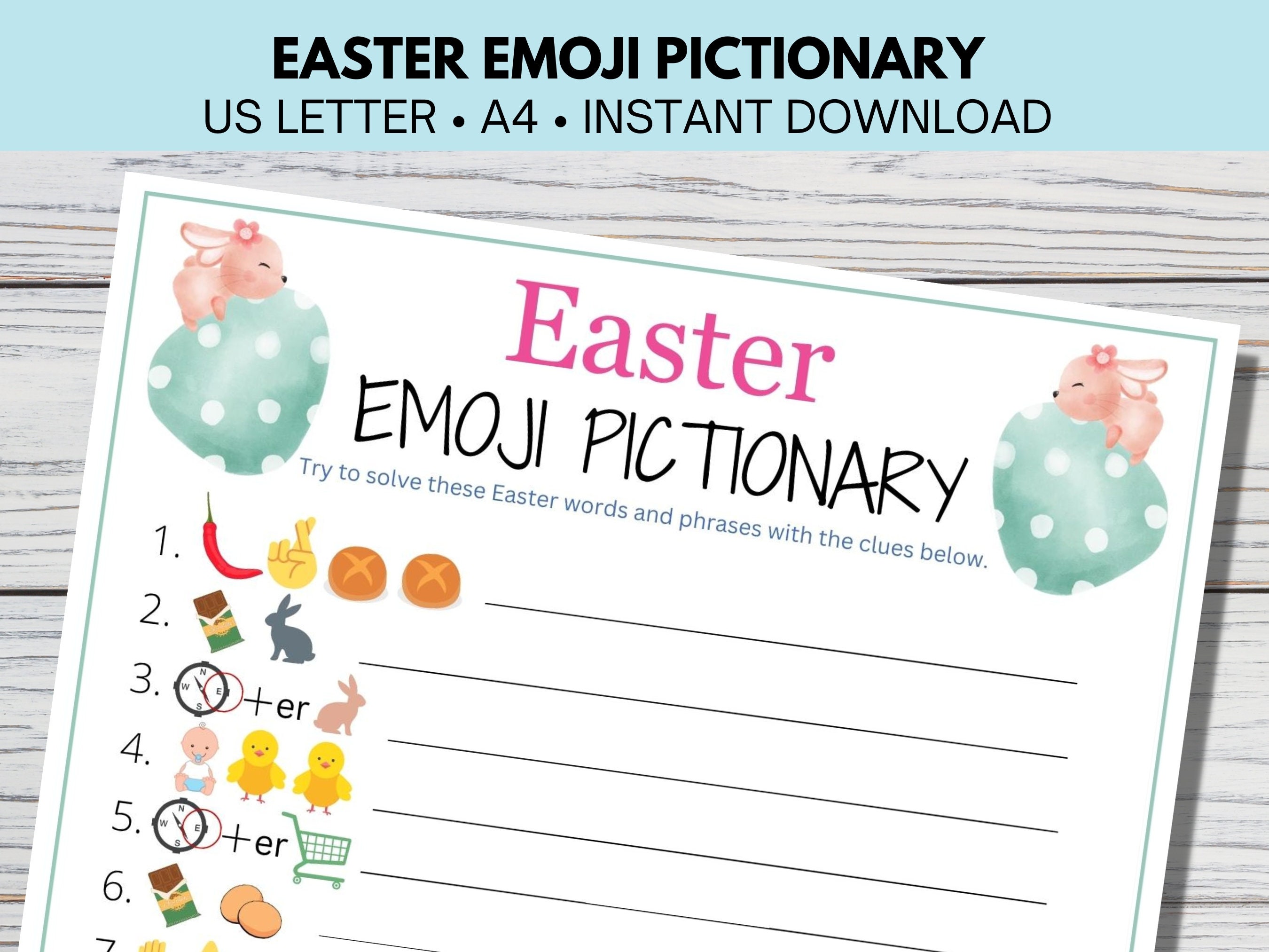 Easter Emoji Pictionary, Printable Easter Games, Easter Party Games ...