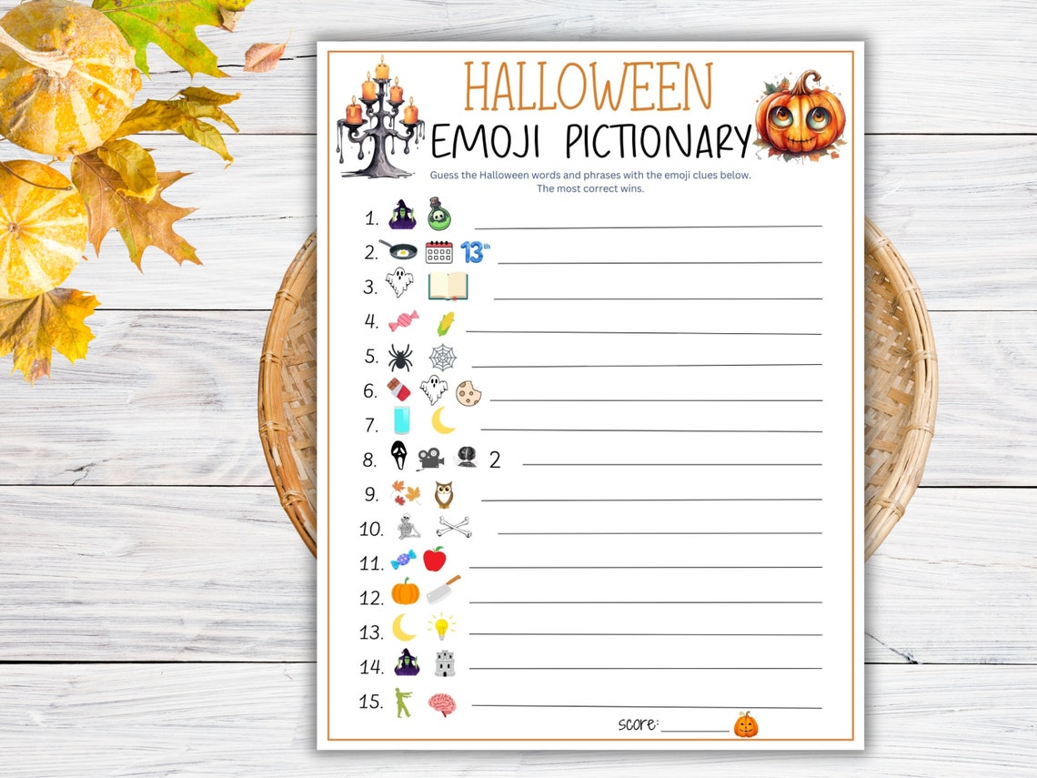 Halloween Emoji Pictionary Game, Halloween Quiz, Fun Halloween Games ...
