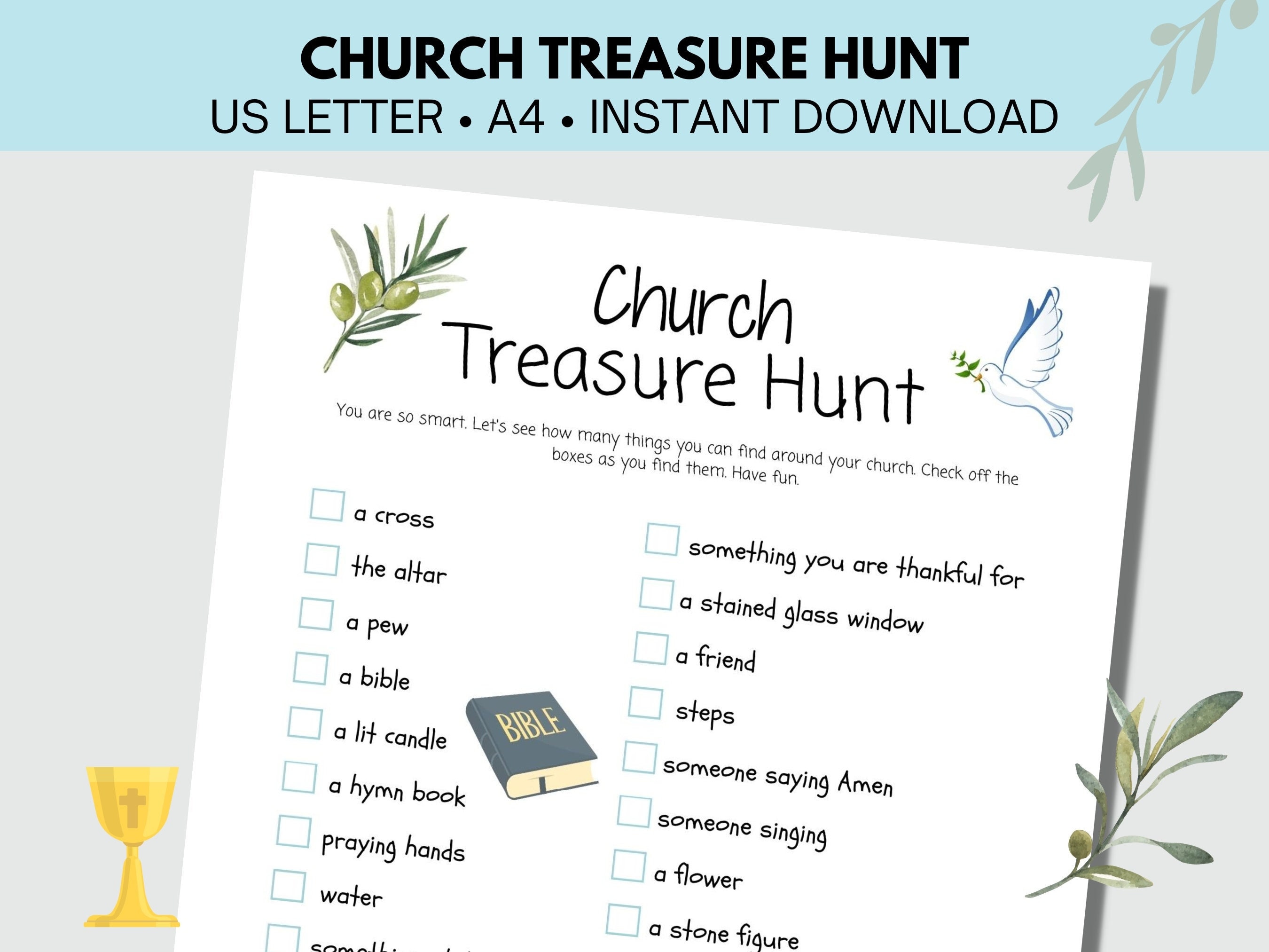 Church Treasure Hunt for Kids, Church Scavenger Hunt, I Spy Game ...