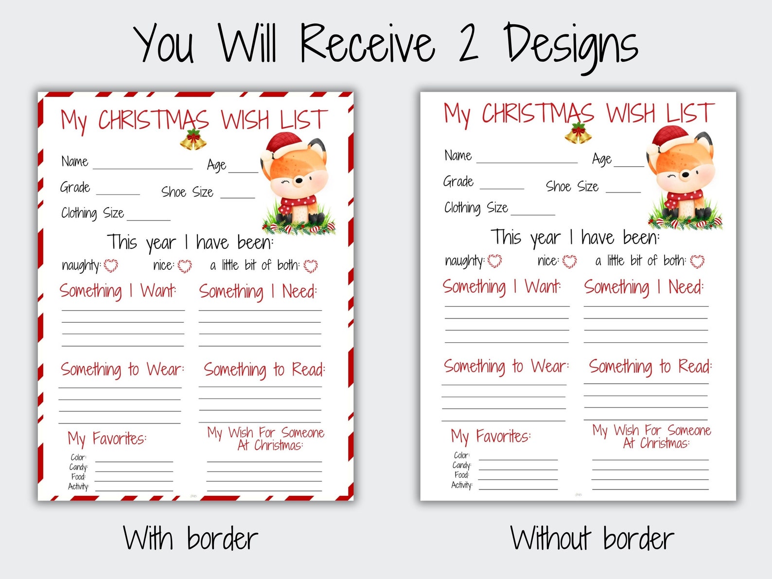 Christmas Wish List Printable, Letter to Santa Printable, Holiday Wish ...