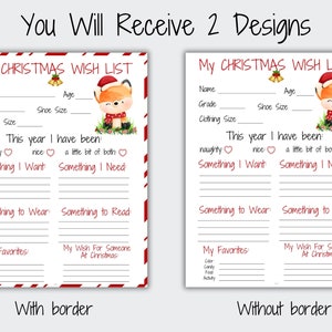 Christmas Wish List Printable, Letter to Santa Printable, Holiday Wish ...