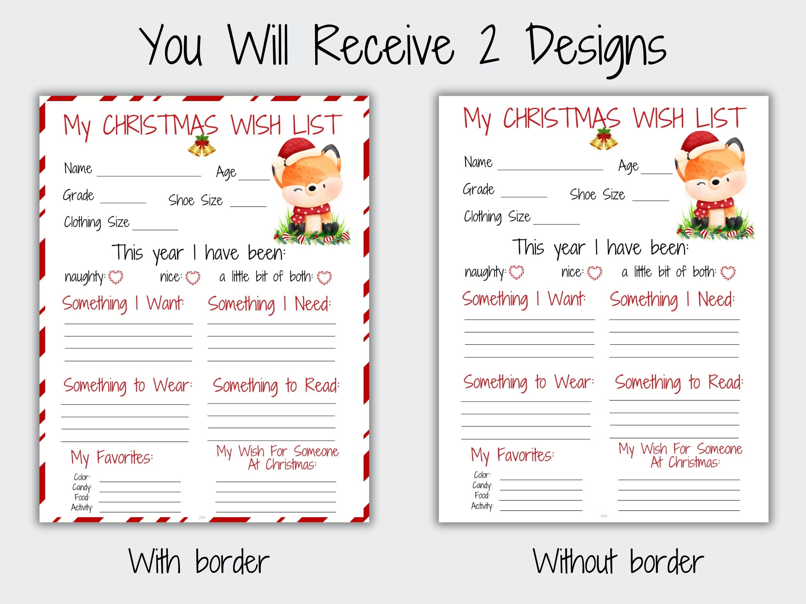 Christmas Wish List Printable, Letter to Santa Printable, Holiday Wish ...