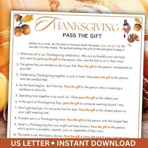 Thanksgiving Pass the Gift Game, Thanksgiving Games Printable, Left ...
