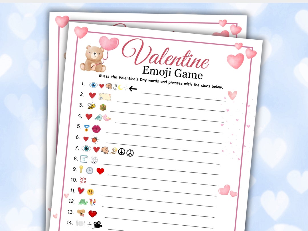 Valentine Emoji Pictionary, Valentine's Day Game Printable, Emoji ...