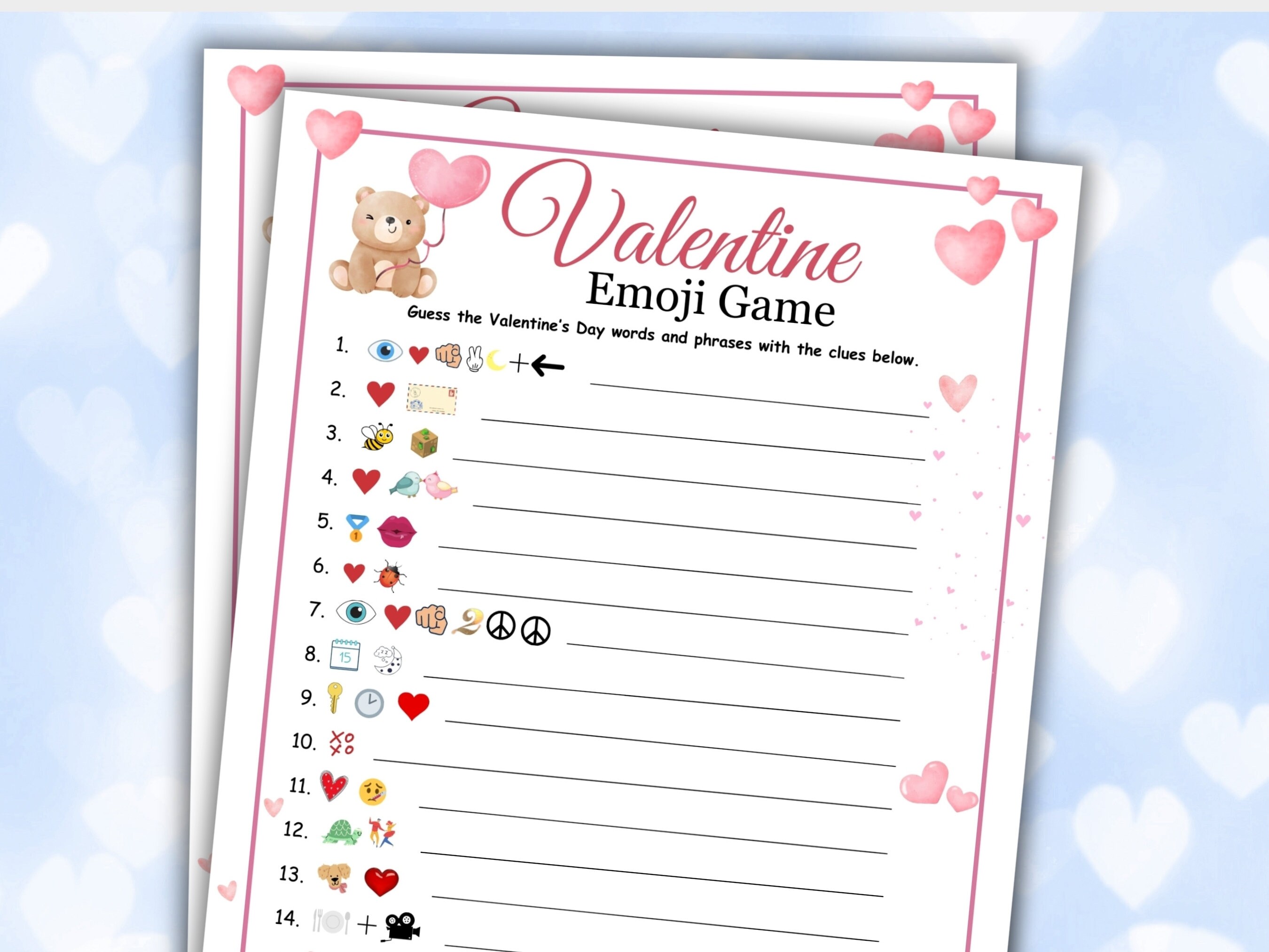 Valentine Emoji Pictionary, Valentine's Day Game Printable, Emoji ...