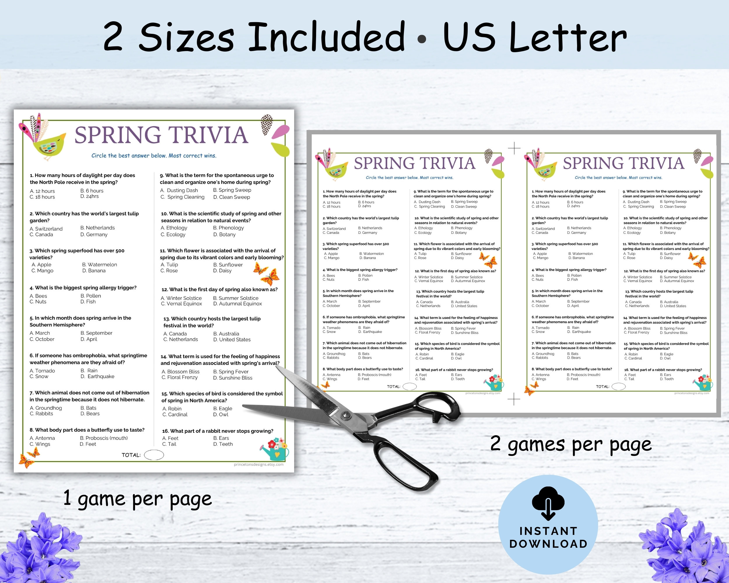 Spring Trivia Game, Printable Spring Game, Spring Party Ideas, Spring ...