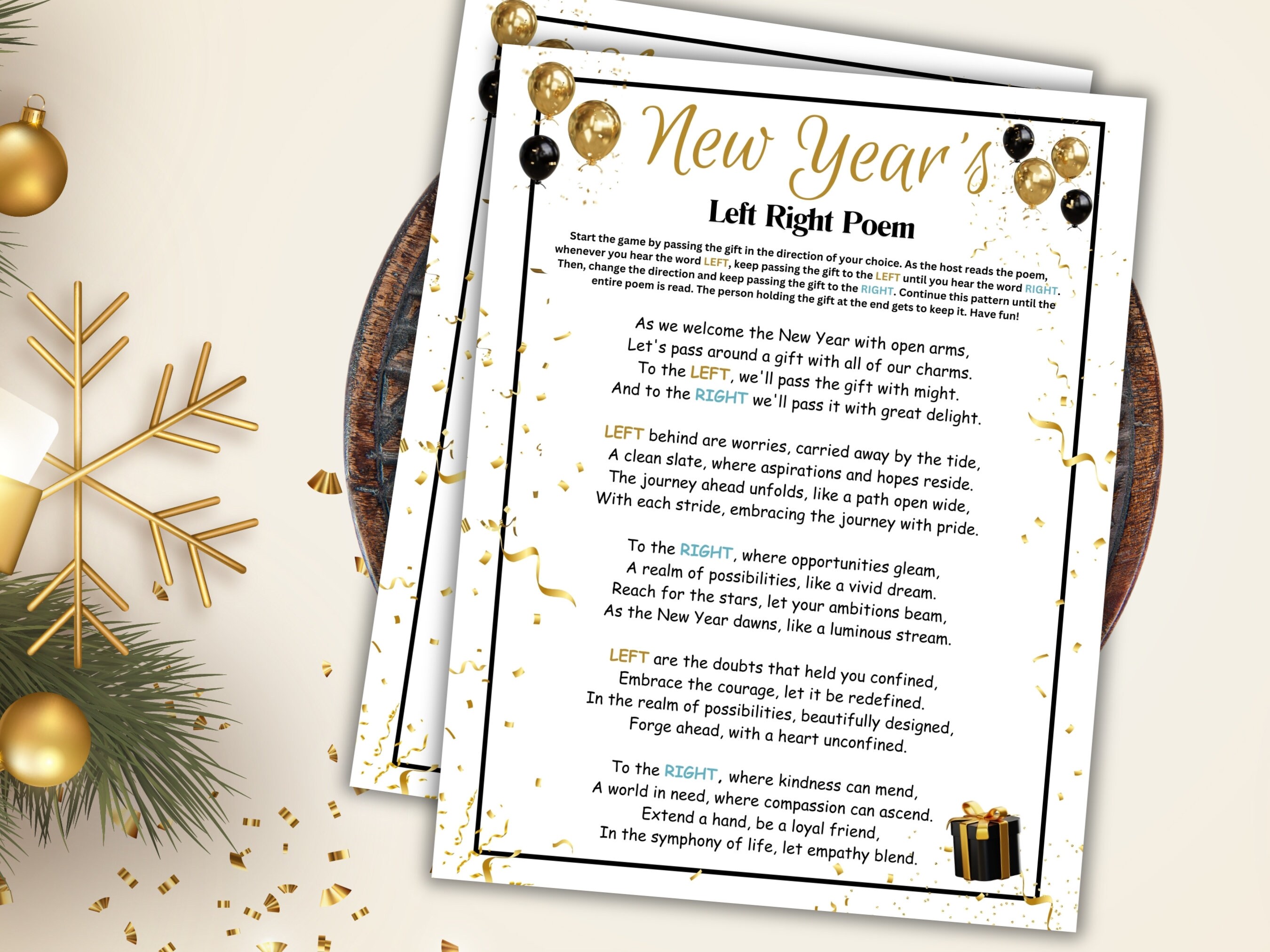 New Year Left Right Game, New Years Eve Party Games, New Year Game ...