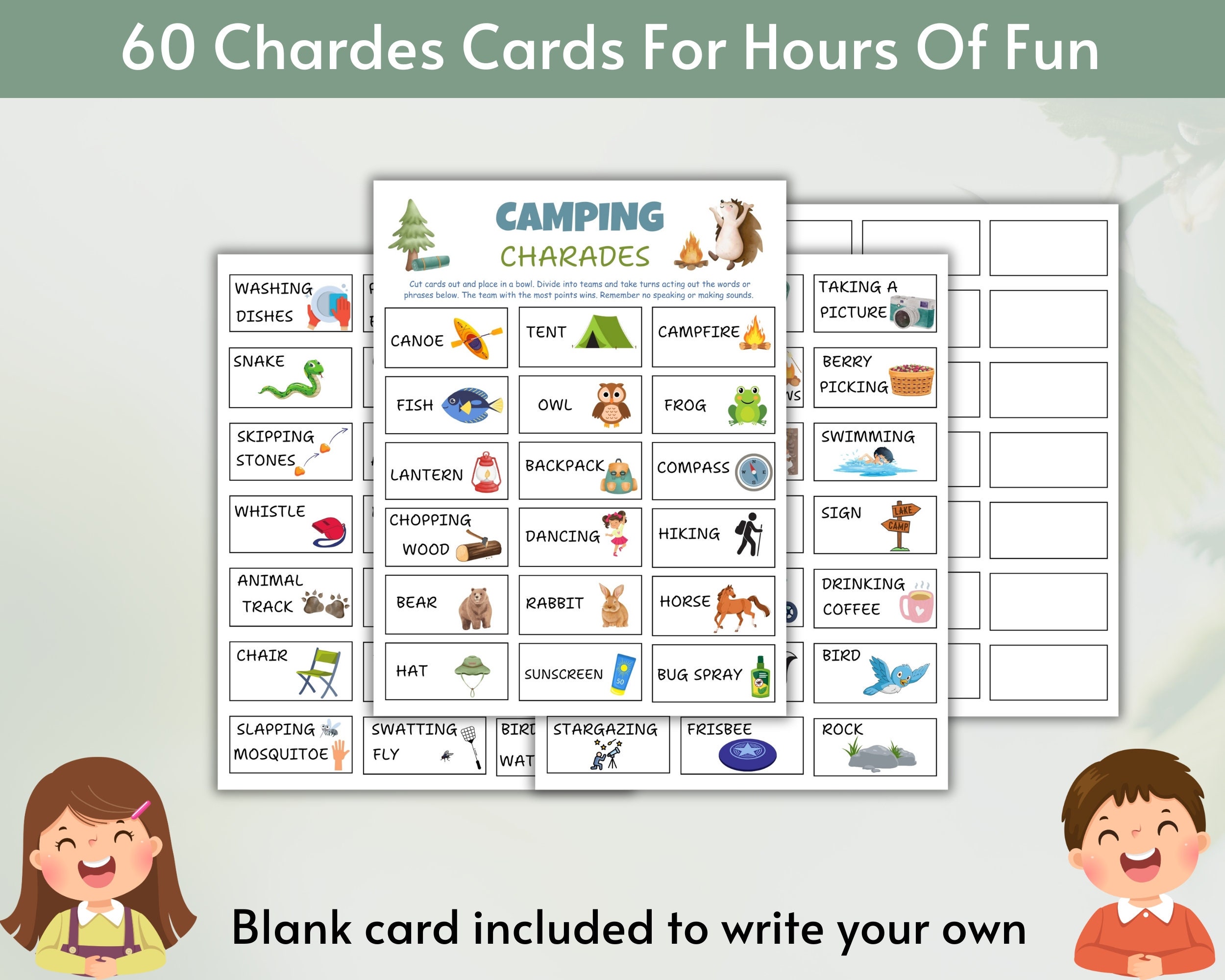 Camping Games, Camping Activity Printable, Camping Theme Party, Pass ...