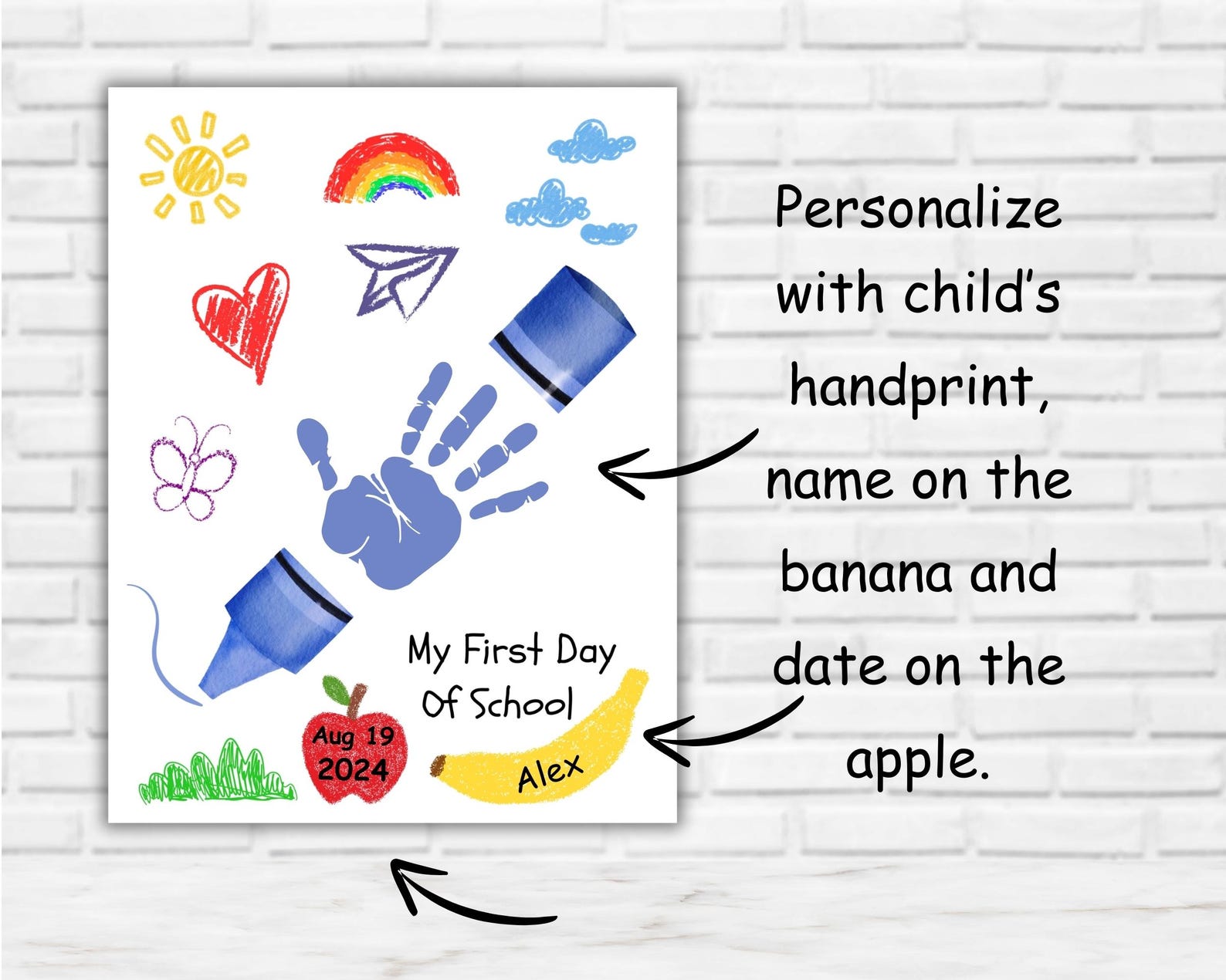 First Day of School Handprint Art Bundle, Back to School Printable ...