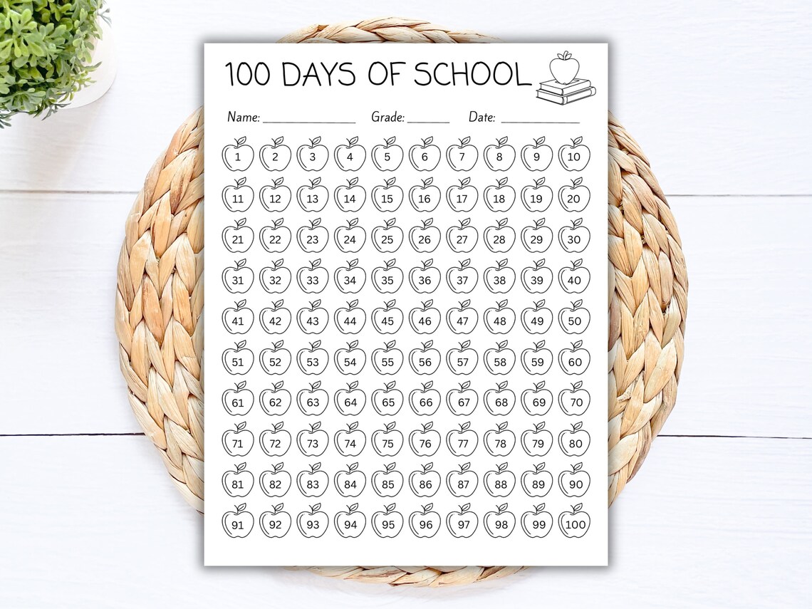 100 Days of School Printable Tracker, 100th Day of School Countdown ...