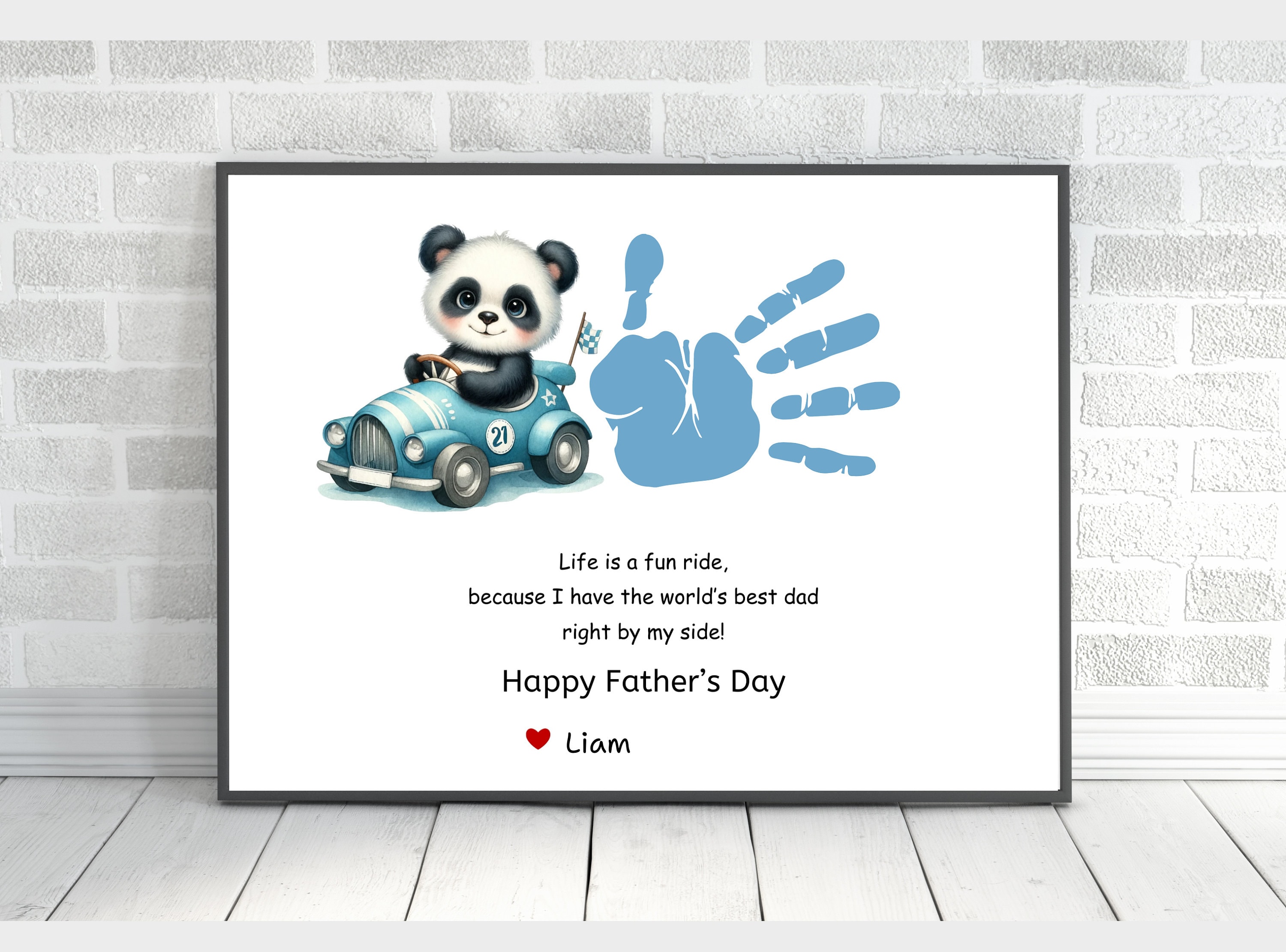 Fathers Day Race Car Handprint Art Craft, Personalized Gift for Dad ...