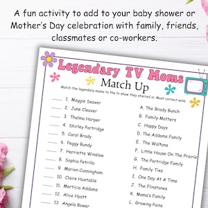 Mother's Day Game TV Moms Trivia, Pop Culture Game, Mother's Day Trivia ...