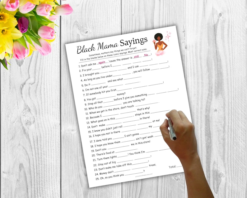 Black Mama Sayings Baby Shower Game, Black Baby Shower Game, African ...