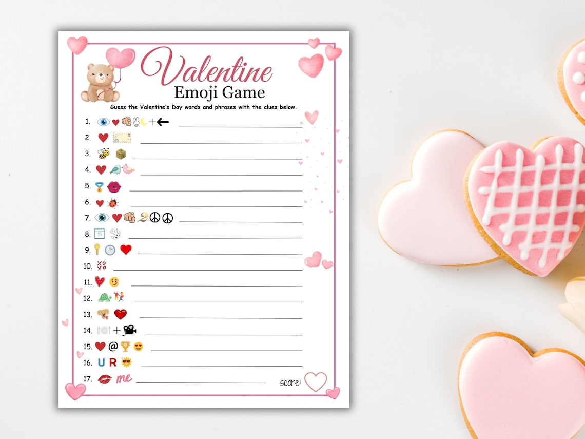 Valentine Emoji Pictionary, Valentine's Day Game Printable, Emoji ...