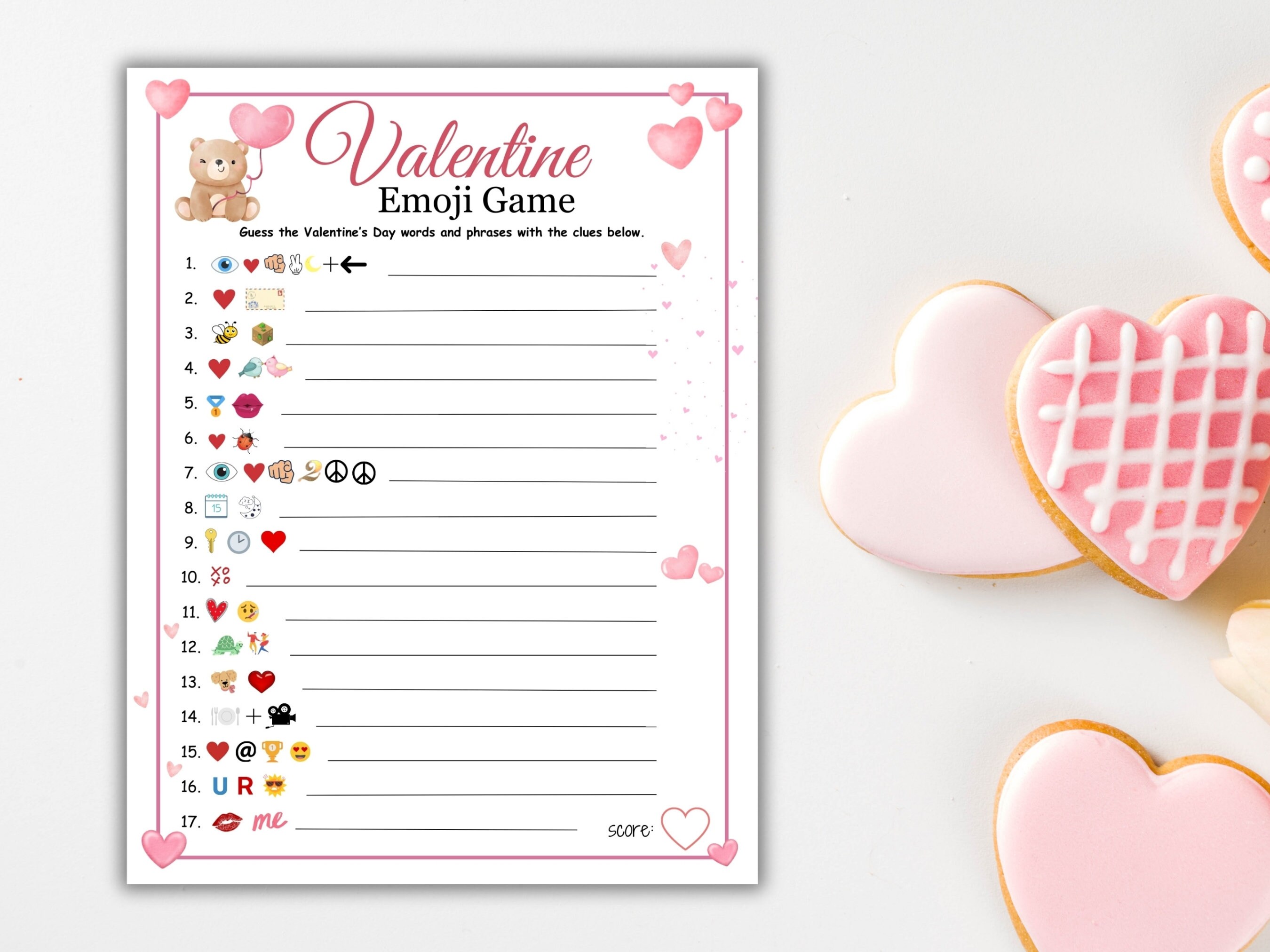 Valentine Emoji Pictionary, Valentine's Day Game Printable, Emoji ...