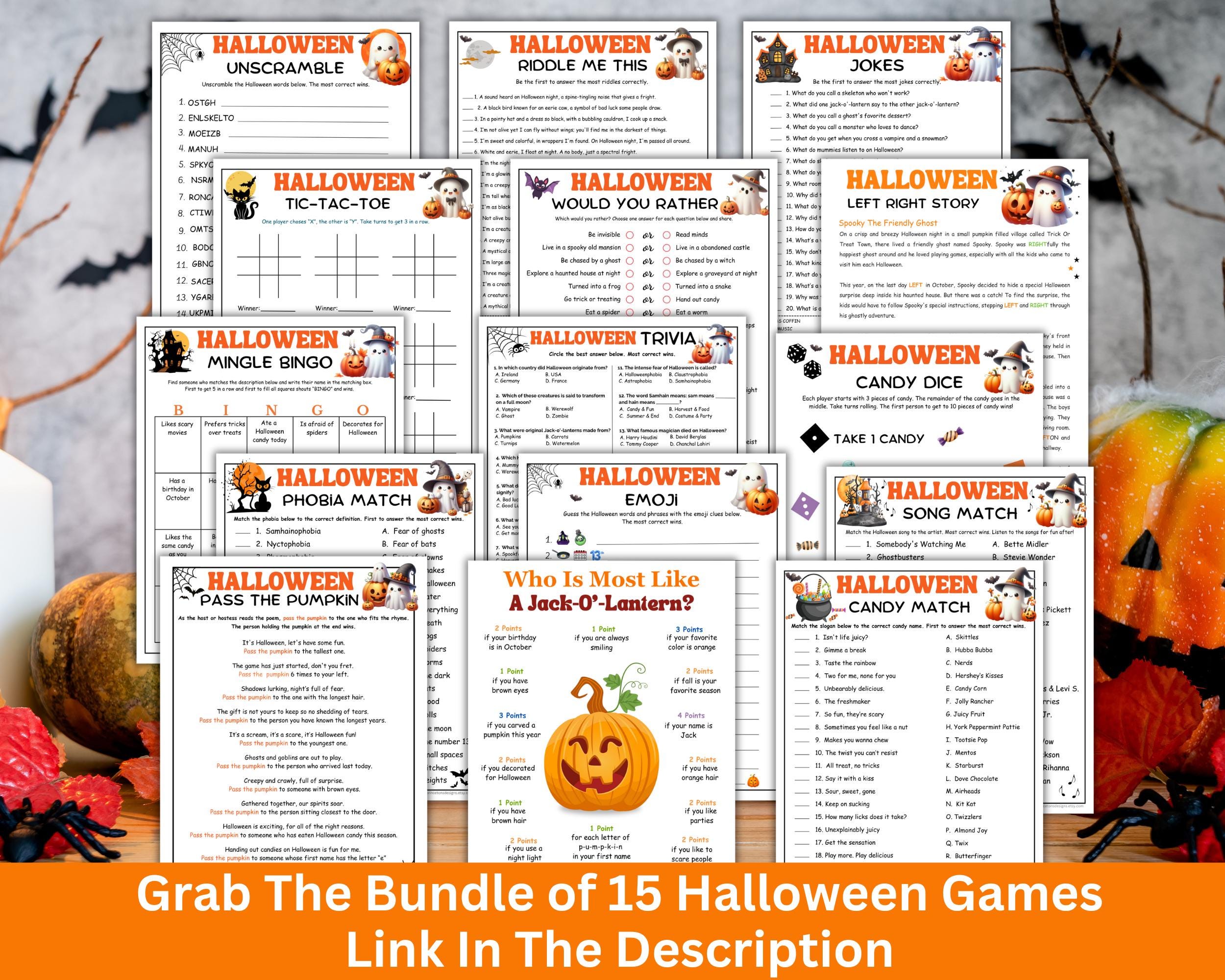 Halloween Trivia, Printable Halloween Game, Halloween Party Game ...