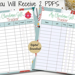 Christmas Gift Tracker Printable Christmas Gift List Printable Holiday ...