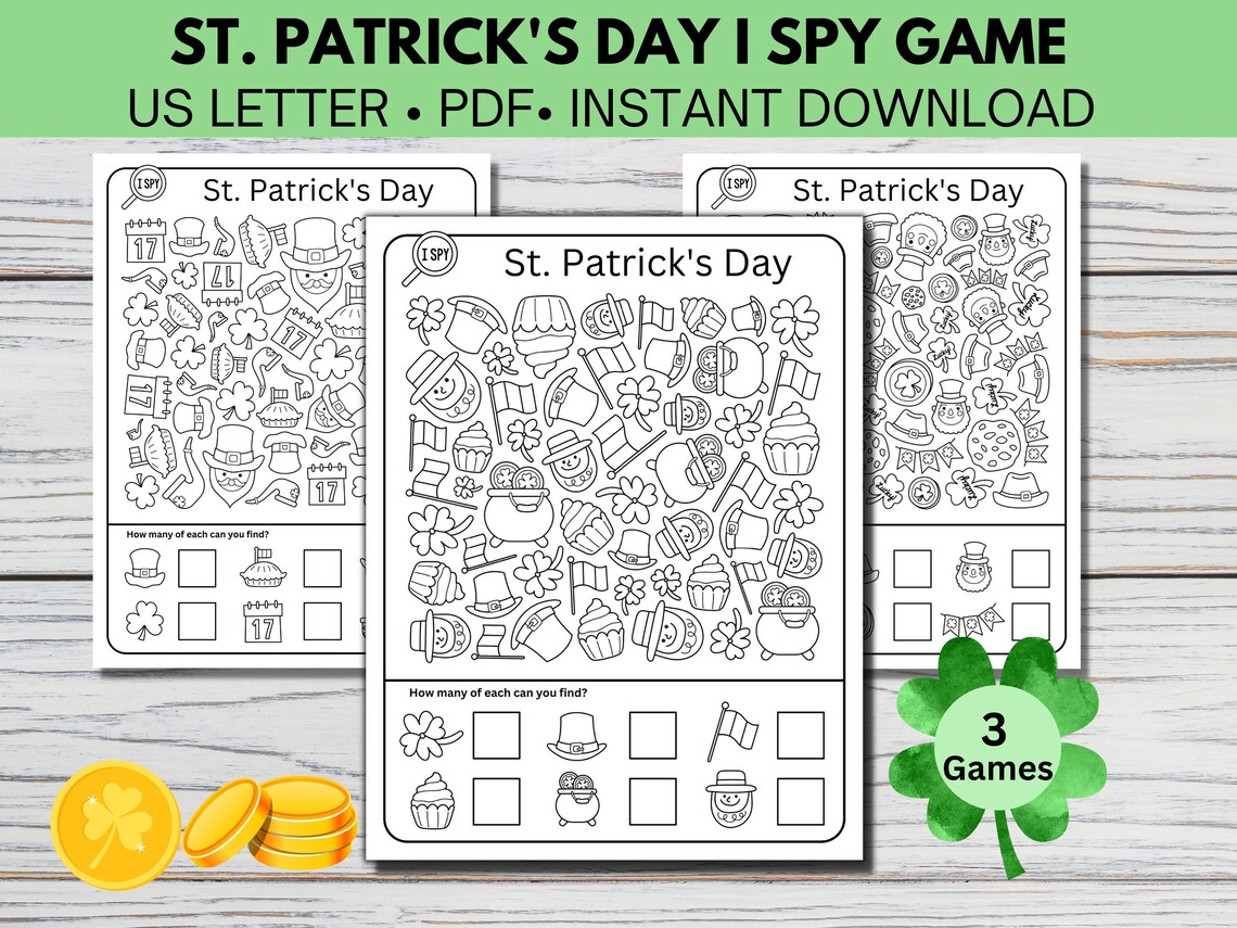 St. Patrick's Day I Spy Printable Game for Kids St. Patrick's Day ...