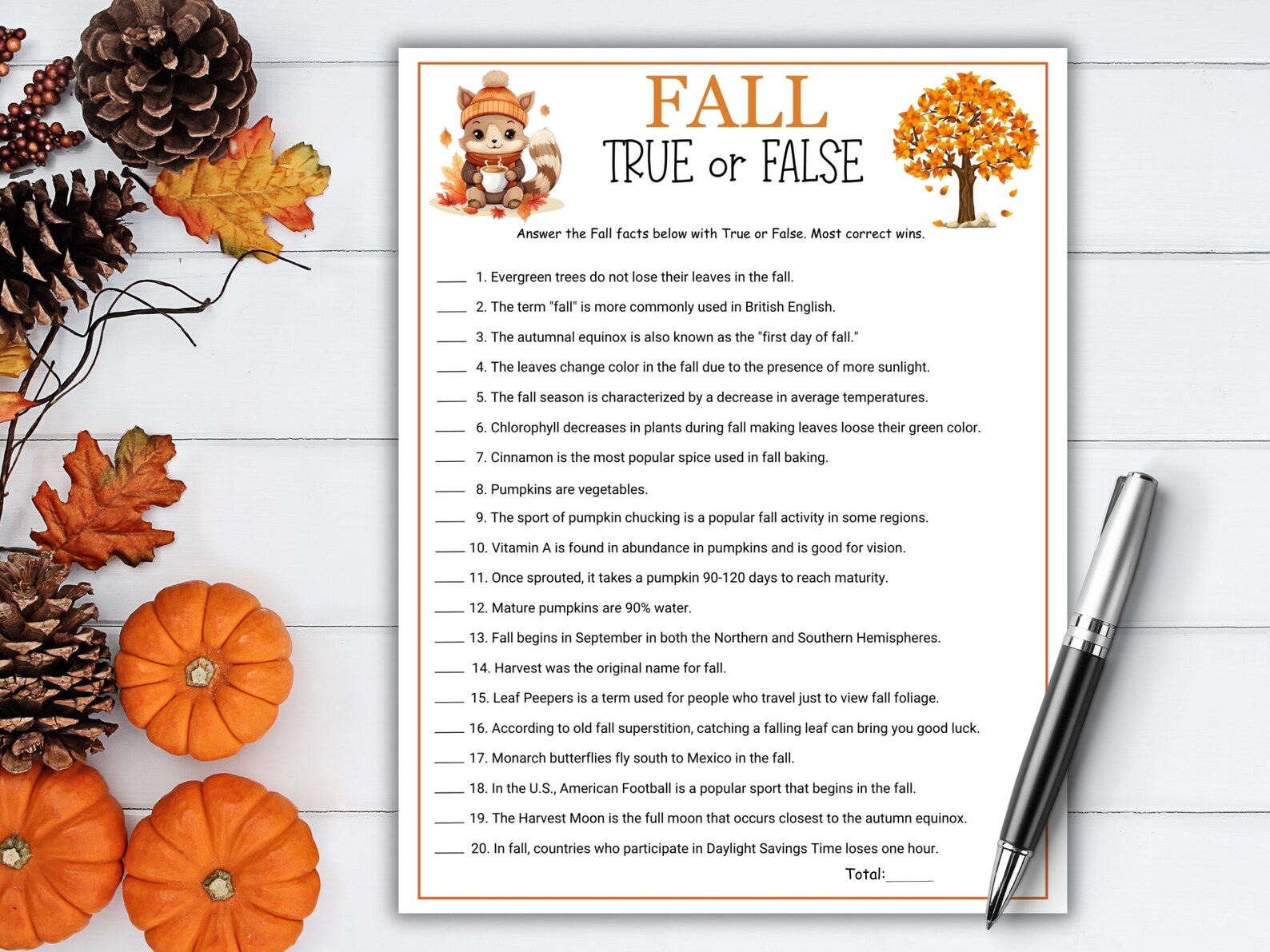 Fall Trivia Game, Printable Fall Trivia Games, Printable Autumn Games ...