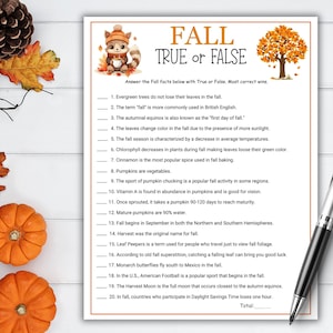 Fall Trivia Game, Printable Fall Trivia Games, Printable Autumn Games ...